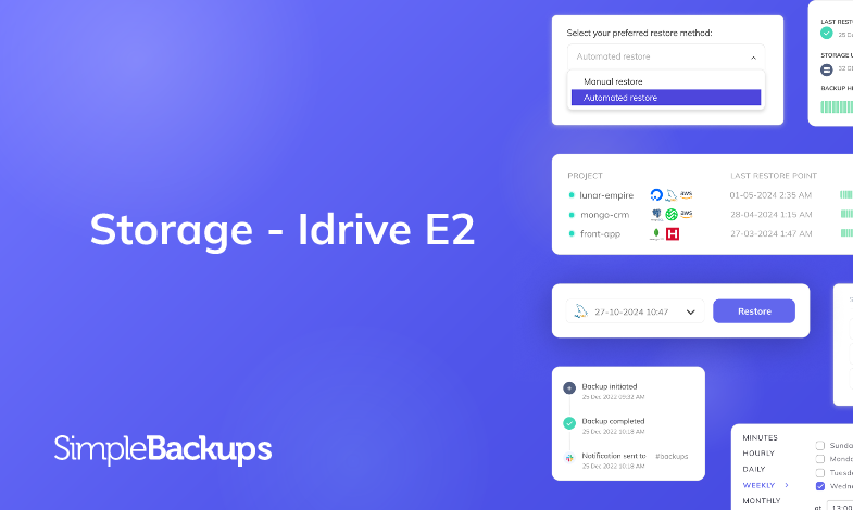 Store your backups on your IDrive e2 Storage